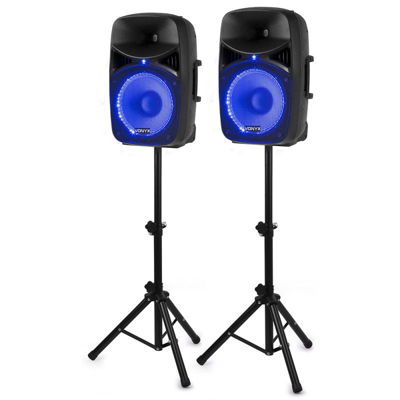 Active Speaker Set 12"LED MP3/BT. Stands.micro - EGO Technologies